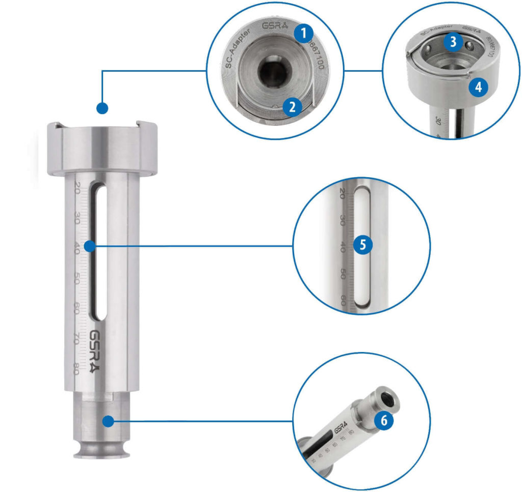 SC adapter with quick-change shank for dies and external threads